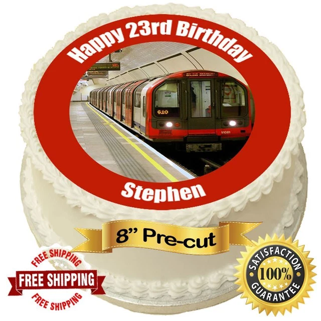 LONDON UNDERGROUND TRAIN Personalised 8" Round Edible Cake Topper £5.95 ...