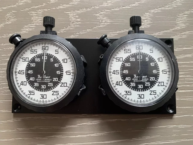 GERMAN HANHART BLACK Cased Mechanical Stopwatch Set on Dash Panel Rally ...