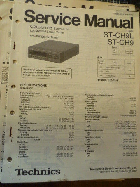 TECHNICS ST-CH9L ST-CH9 Stereo Tuner Service Manual £7.81 - PicClick UK