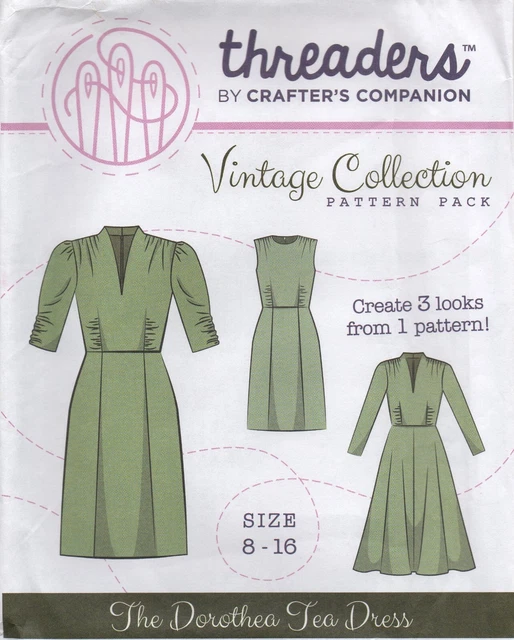 THREADERS SEWING PATTERN for The Dorothea Tea Dress, Vintage Look, Size ...