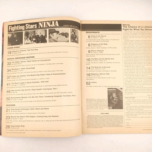 ORIGINAL VTG FIGHTING Stars Ninja magazine Special Espionage Iss ...