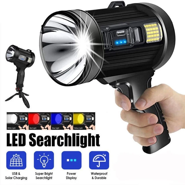 CAMPING HUNTING TORCH Handheld Lamp Searchlight LED Spotlight Solar ...
