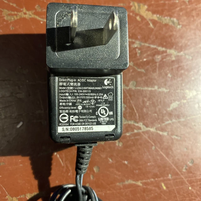 LOGITECH L-LD4-0 AC Adapter for Logitech MX1000 Laser Cordless Mouse ...