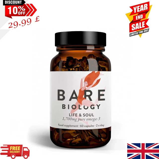 BARE BIOLOGY - Life & Soul Pure Omega-3 Soul Fish Oil 60 Capsules. £28. ...