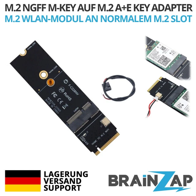 M.2 NGFF M Key auf A+E Key Adapter für WLAN Modul Converter WiFi ...