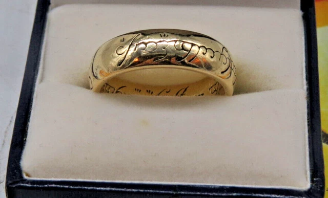 LORD OF THE Rings Lotr 9Ct Gold Ring Elvish Script Nlp Inc. Official ...