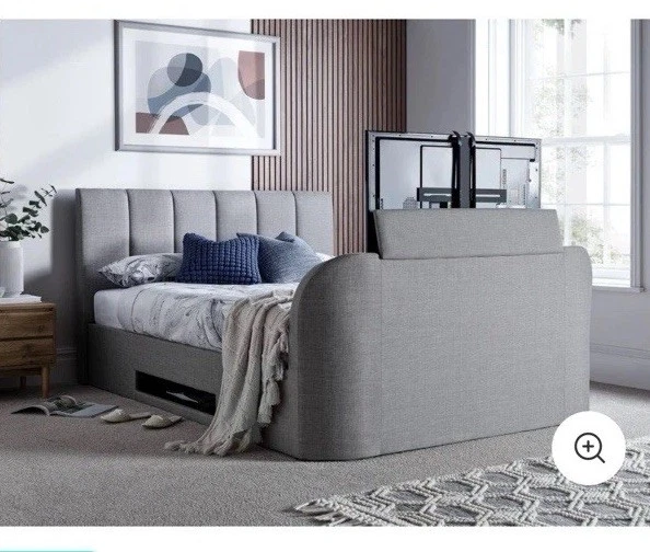 TIME 4 SLEEP Copenhagen Upholstered Ottoman TV Bed In Mid Grey King ...