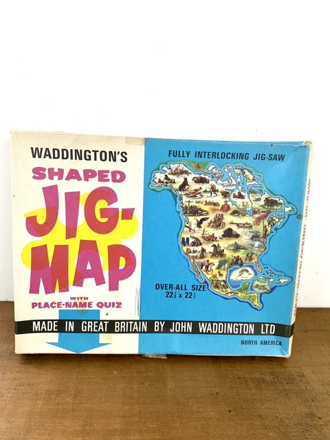 VINTAGE 1970S WADDINGTON’S Jig Map North America Complete Jigsaw Puzzle ...
