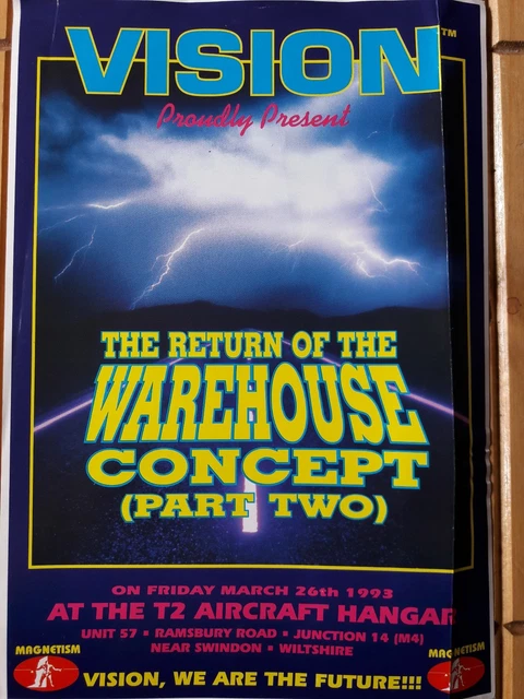 VISION RAVE FLYER 26.3.93 warehouse concept part 2. £3.25 - PicClick UK