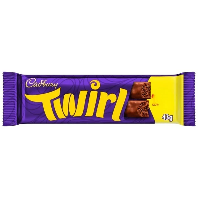 CADBURY TWIRL MILK Chocolate Bars 48 x 43g Classic Flake Style Bulk ...