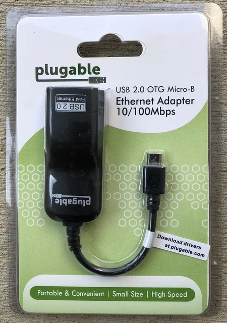PLUGABLE USB 2.0 Micro-B to 100 Mbps Ethernet Adapter works w ...