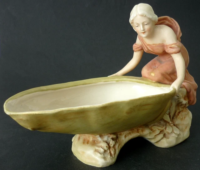 ART NOUVEAU ROYAL Dux Maiden With Shell Bowl £125.00 - PicClick UK