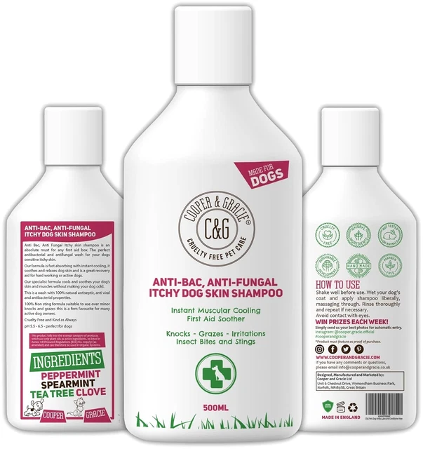 ITCHY DOG SKIN Shampoo Antifungal & Antibacterial Natural Medicated ...