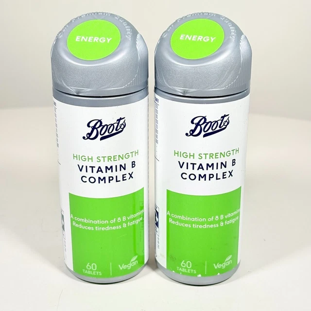 2X BOOTS HIGH Strength Vitamin B Complex 60 Tablets (120 total) Exp 07/ ...