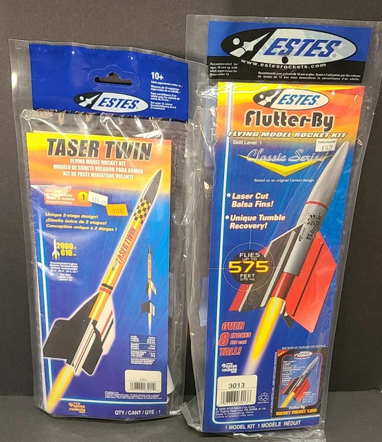 ESTES TASER TWIN, Flutterby Flying Model Rocket Kit 2 Model Rockets ...
