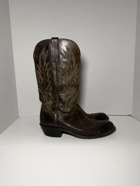 LUCCHESE &CORBIN& MEN'S size 9.5D burnished chocolate brown mad dog ...