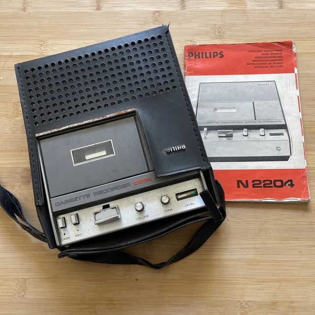 PHILIPS AUTOMATIC N2204 Cassette Tape Player Recorder Original Case ...