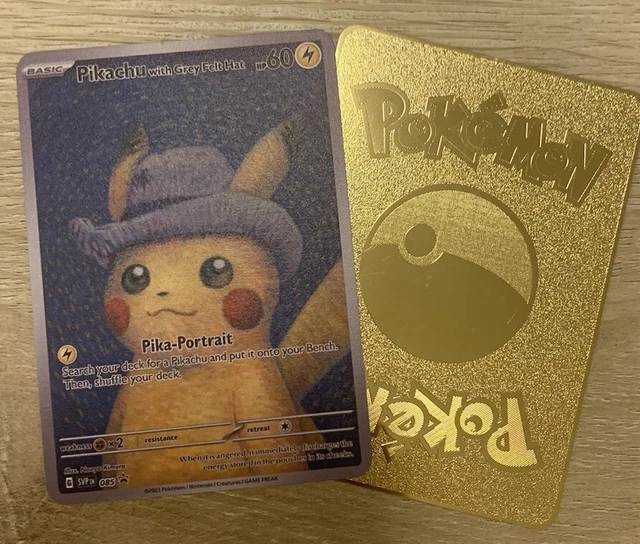 POKÉMON VAN GOGH Pikachu con Cappello in Feltro Grigio Carta Metallo ...