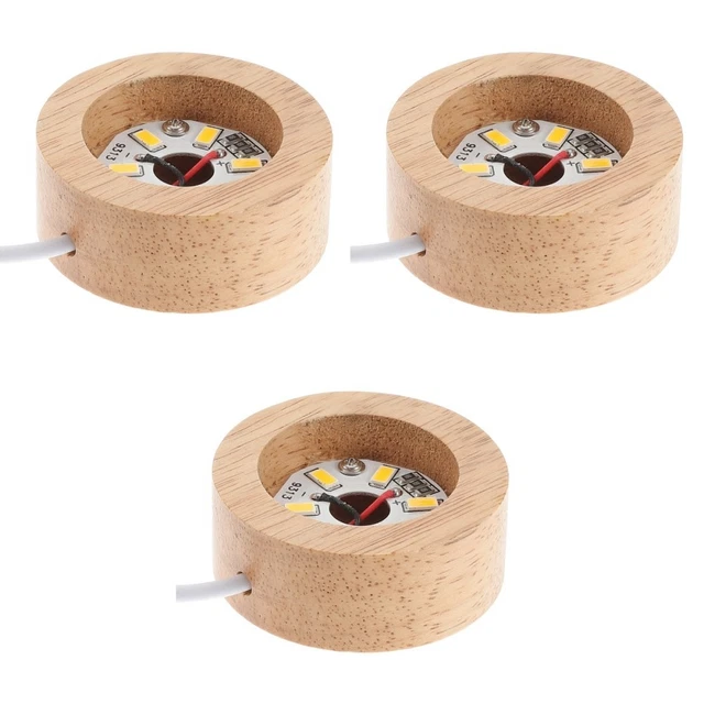 3PCS LED BALL Base: Wooden Lighted Base For Crystal Glass Resin Art ...