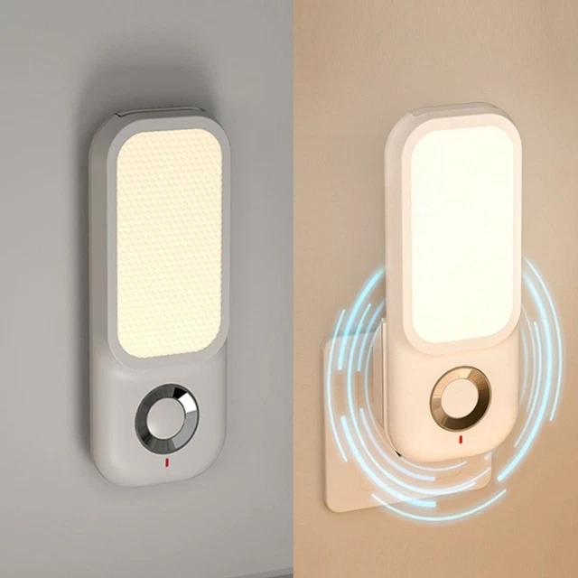 PLUG IN PIR Motion Sensor Hallway Plug Socket LED Home Night Light Lamp ...