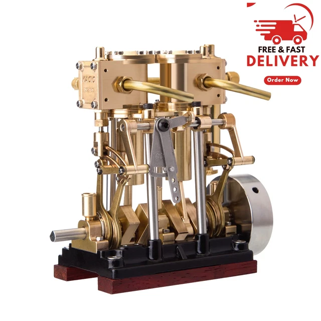 ENGINE STEAM MODEL 2 Cylinder Stirling Vertical Power Motor With Oil ...
