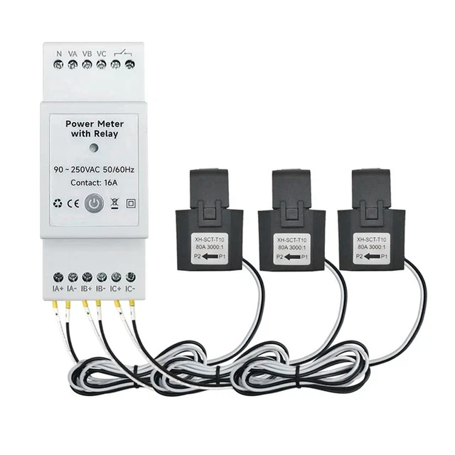TUYA Compteur D'Énergie WiFi Bidirectionnel Triphasé avec Interrupteur ...