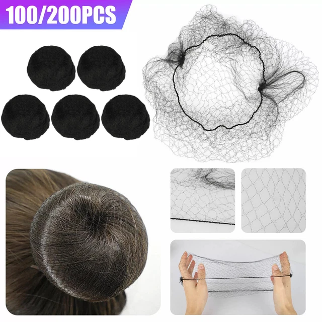 100/200PCS INVISIBLE HAIR Net Elastic Edge Mesh Hairnets Sport Bun ...