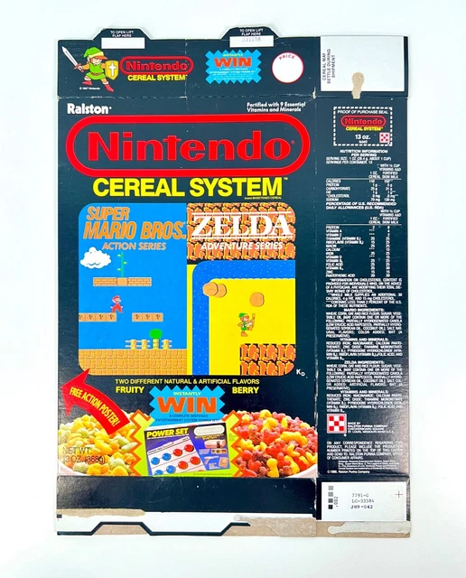 VINTAGE 1989 RALSTON Nintendo Cereal Box Super Mario Bros/Zelda NES ...