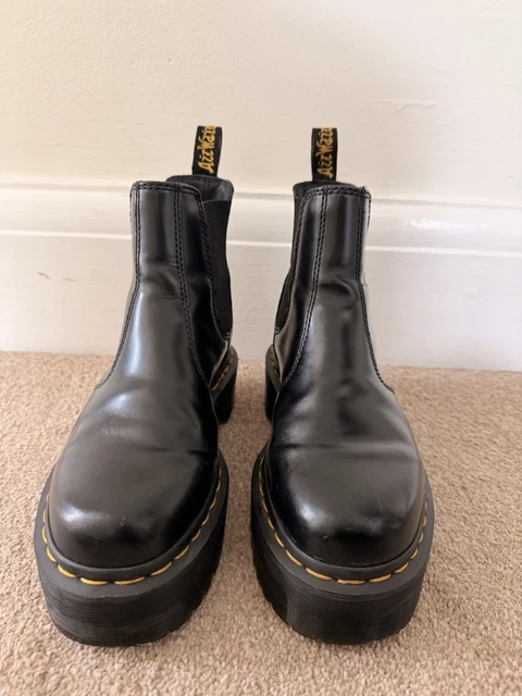 DR. MARTENS 2976 Quad Black Leather Chelsea Ankle Boots Slip On ...