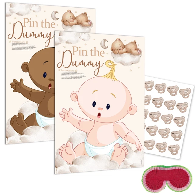 PIN THE DUMMY, Teddy Range, Baby Shower Game, Bear, Brown, Unisex ...