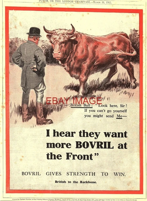 WW1 ADVERT FOR BOVRIL Beef Extract Antique Original Wartime 1915 Print ...