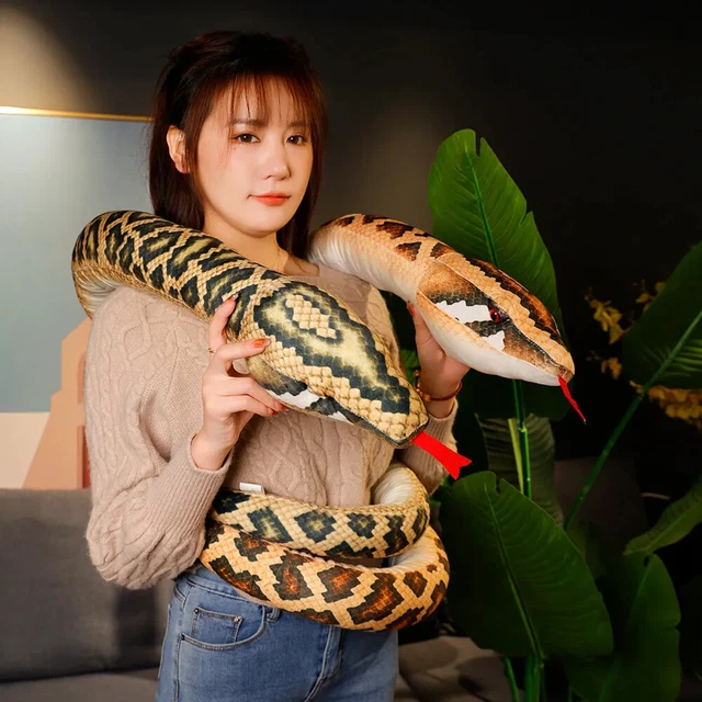 PYTHON SNAKE PLUSH Toy Giant Cobra Long Stuffed Snake Plushie Pillow ...