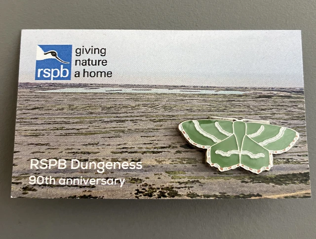 RSPB DUNGENESS CHARITY Badge -90Th Anniversary- Emerald Moth £6.99 ...