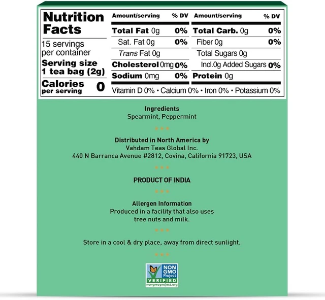 , PURE MINT Herbal Tea (15 Sachets of Pyramid-Mint Tea) 100% Natural ...