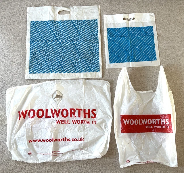WOOLWORTHS PLASTIC CARRIER Bag JOB LOT x 4 incl Record Bags £9.99 ...