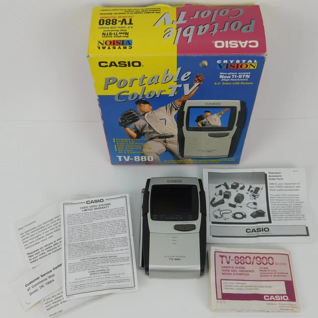 VTG. 1997 CASIO Portable Color TV model TV-880 Screen Size 2.3” Color ...