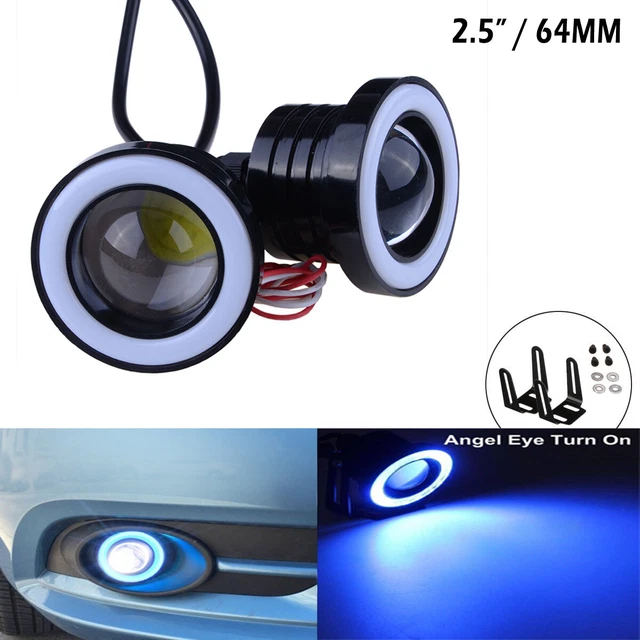 2.5&/64MM COB ICE Blue Fog Light Projector Car Lamp Halo Angel Eye LED ...