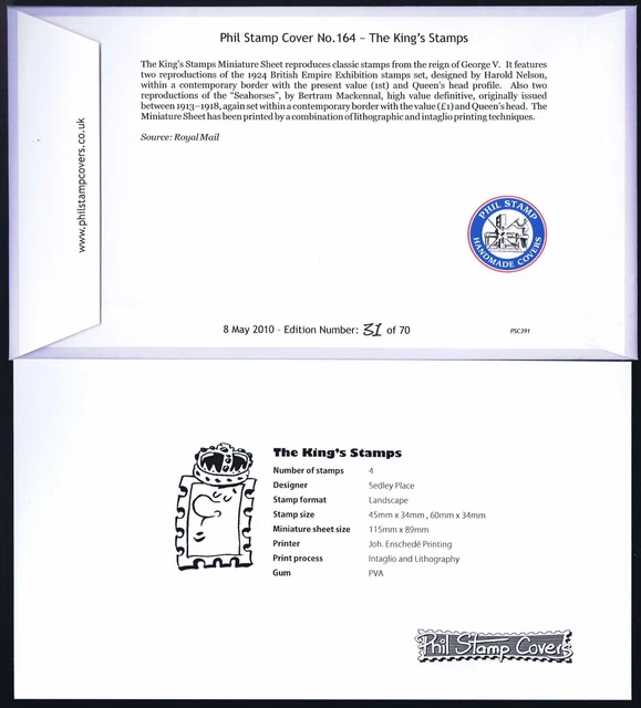 BEAUTIFULLY ILLUSTRATED PHIL STAMP COVER No.164 THE KING'S STAMPS #31/ ...