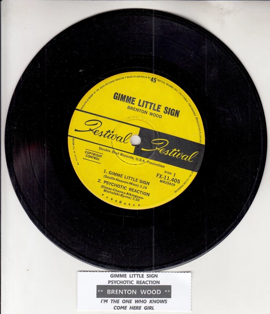 BRENTON WOOD Gimme little sign/Psychotic reaction EP 7" 45 rpm record ...