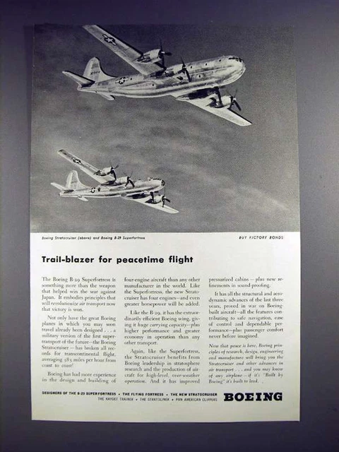 1945 BOEING STRATOCRUISER, B-29 Superfortress Plane Ad! EUR 20,43 ...