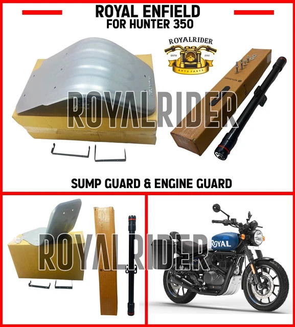 ROYAL ENFIELD SUMP GUARD SILVER & STRAIGHT BAR ENGINE GUARD For HUNTER ...