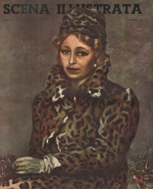 1954 GIORGIO DE Chirico Ritratto Isabella Far Pelliccia Leopardo ...