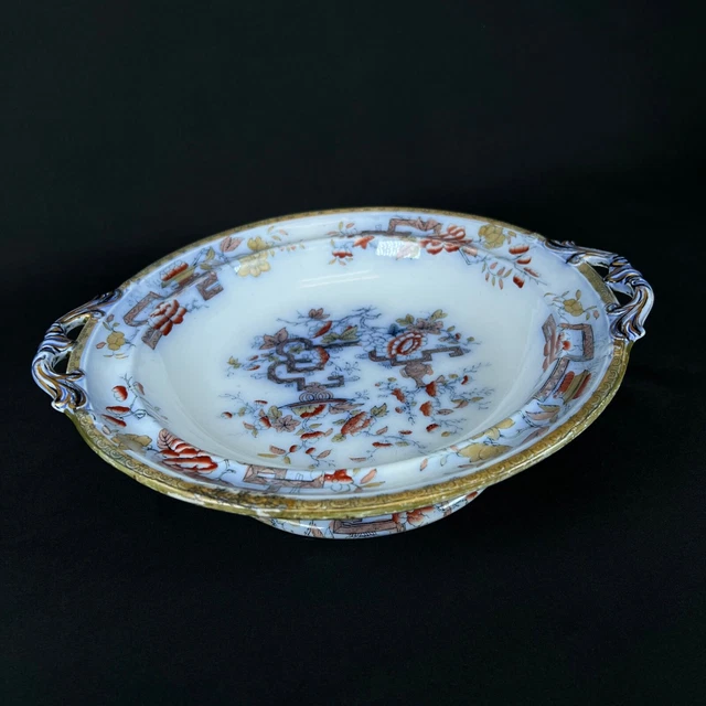 ANTIQUE LARGE TRANSFERWARE PLATTER CHINESE TREE PORCELAIN BOWL SERVING ...