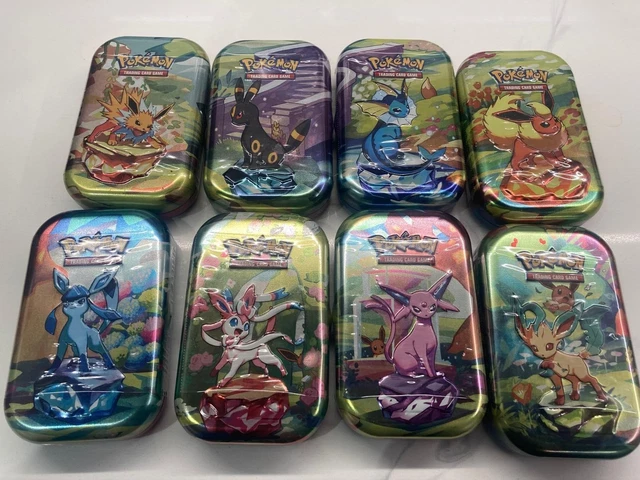POKEMON TCG PRISMATIC Evolutions Mini Tins x 8 Full Complete Art Set ...