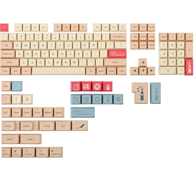 PBT KEYCAPS 139 Keys Soymilk Keycap Set Dye-Sublimation Custom Keycaps ...