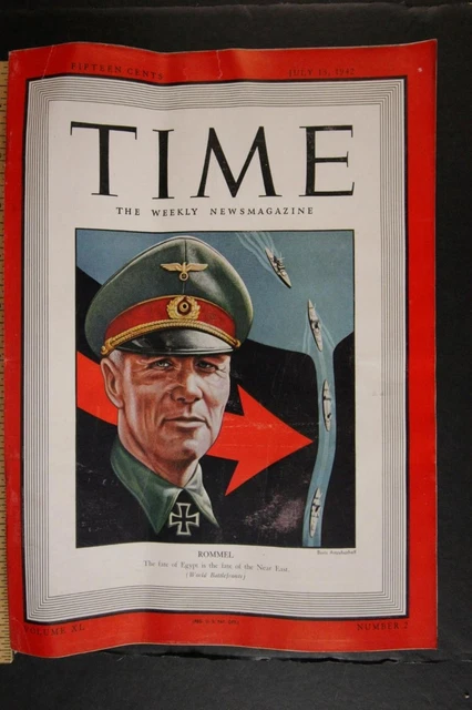 1942 TIME MAGAZINE~WWII~NAZI Marshall ERWIN ROMMEL (THE DESERT FOX)~ £3 ...