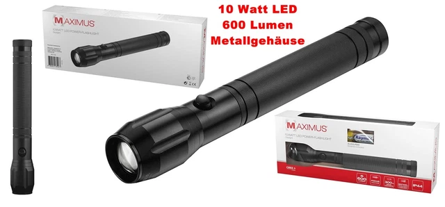 10W LED STABTASCHENLAMPE 600 Lumen MAXIMUS 300 Meter Schwarz Posten EUR ...