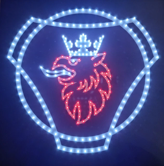 SCANIA TRUCK / LORRY LED LOGO LIGHT BOARD CABIN LED SIGN 50x50cm + FREE ...