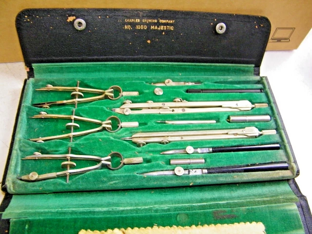 VINTAGE CHARLES BRUNING Co. Drafting Set Majestic no. 1050 Lotter ...
