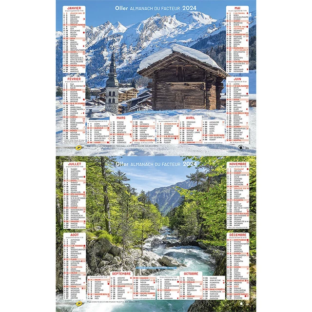 CALENDRIER DE LA Poste 2024, Almanach du facteur, montagnes, Alpes ...